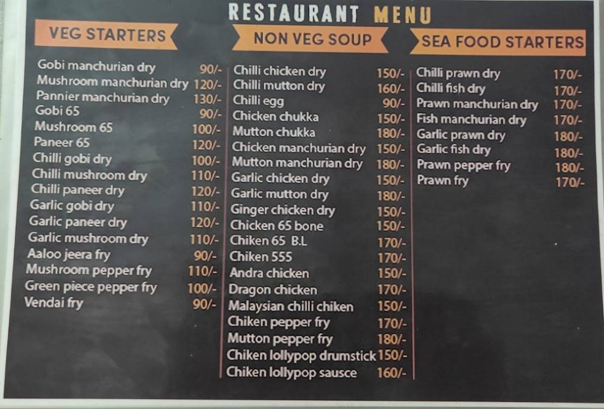 Menu at Metro Box, Chennai, 4/719