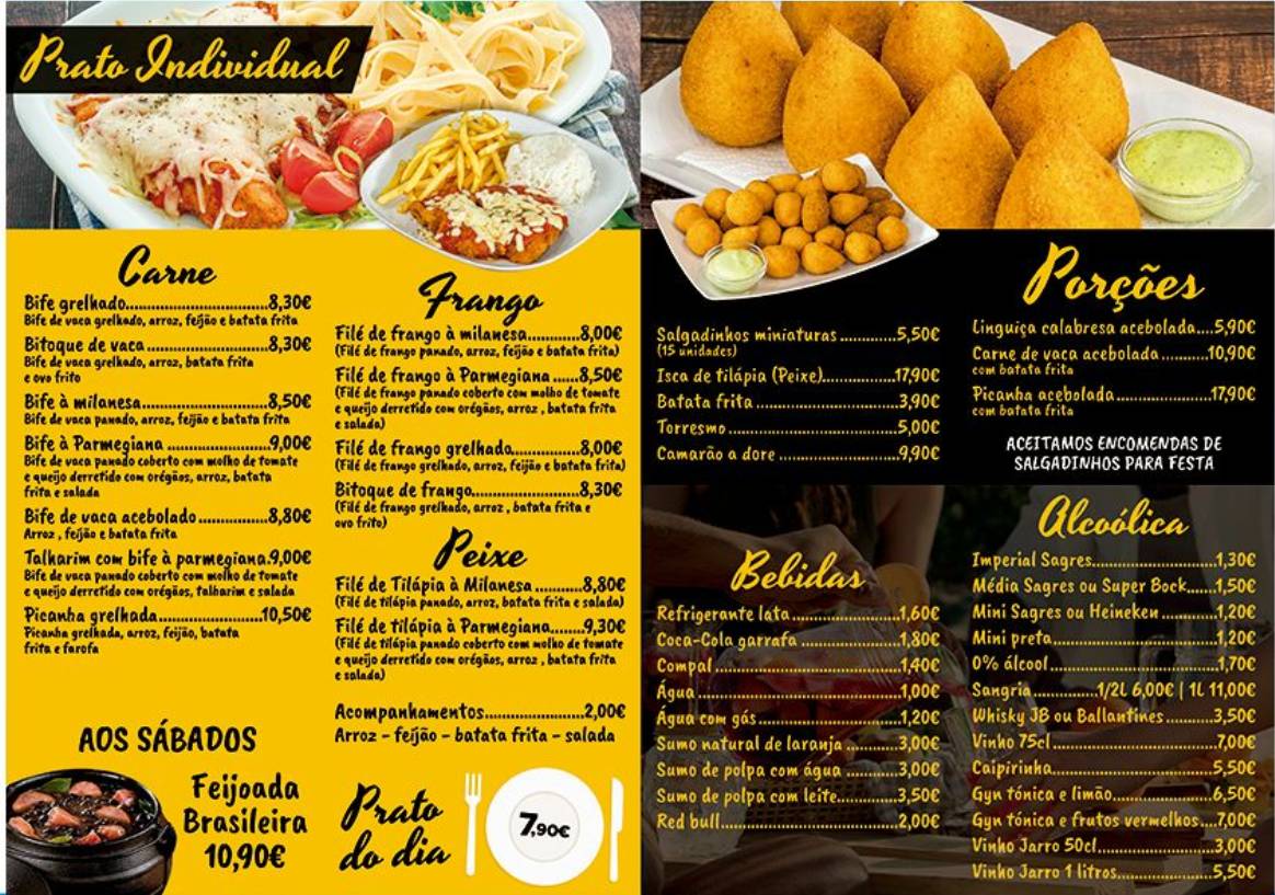 Menu em Meu Brasil Salgados restaurante, Lisboa