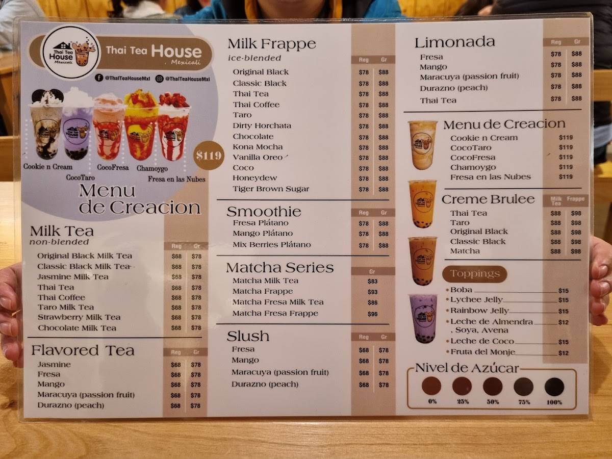 Menu at Thai Tea House Mexicali restaurant, Mexicali