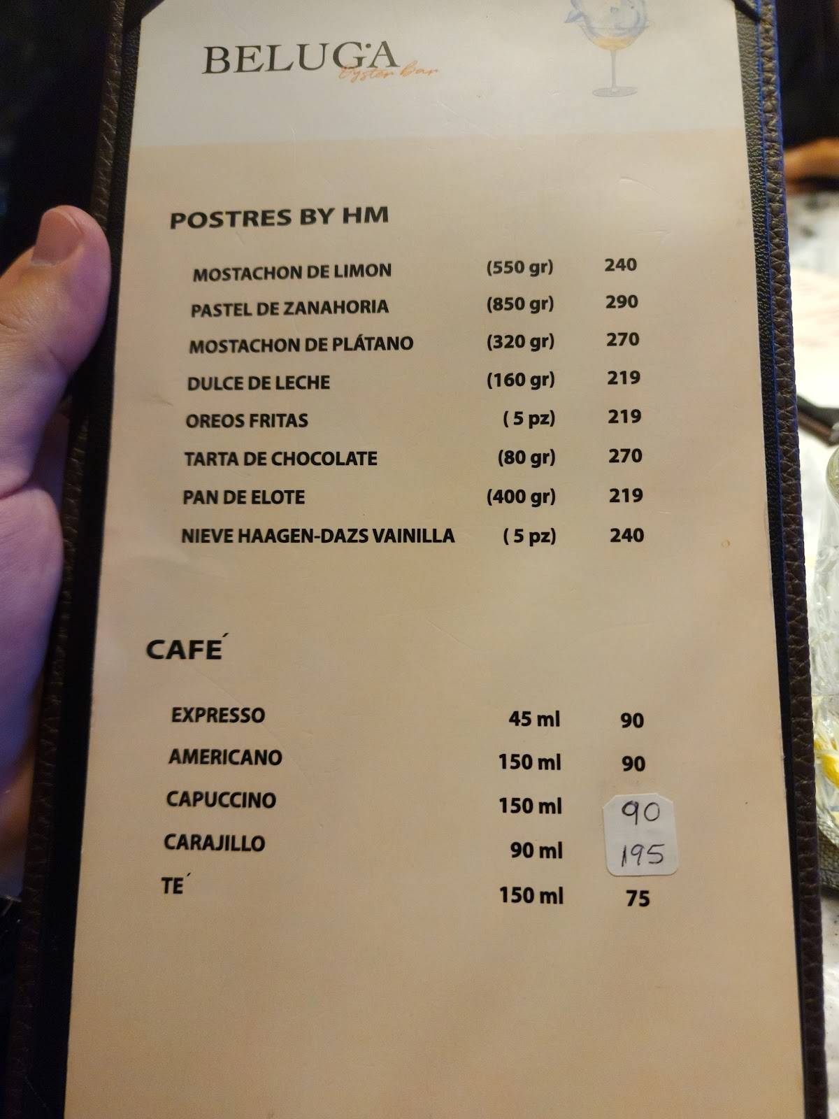 Carta del restaurante Beluga Polanco, Ciudad del México, Av. Pdte ...