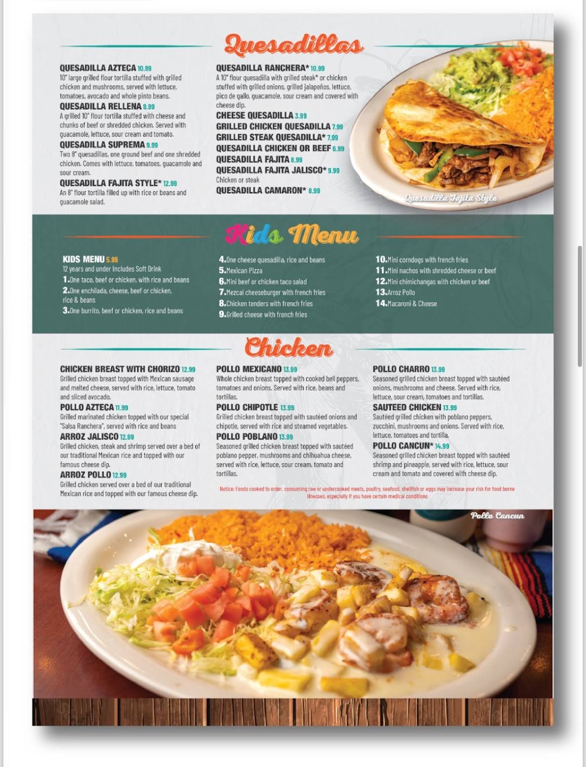 Menu at Mezcal cocina Mexicana steakhouse, Columbia