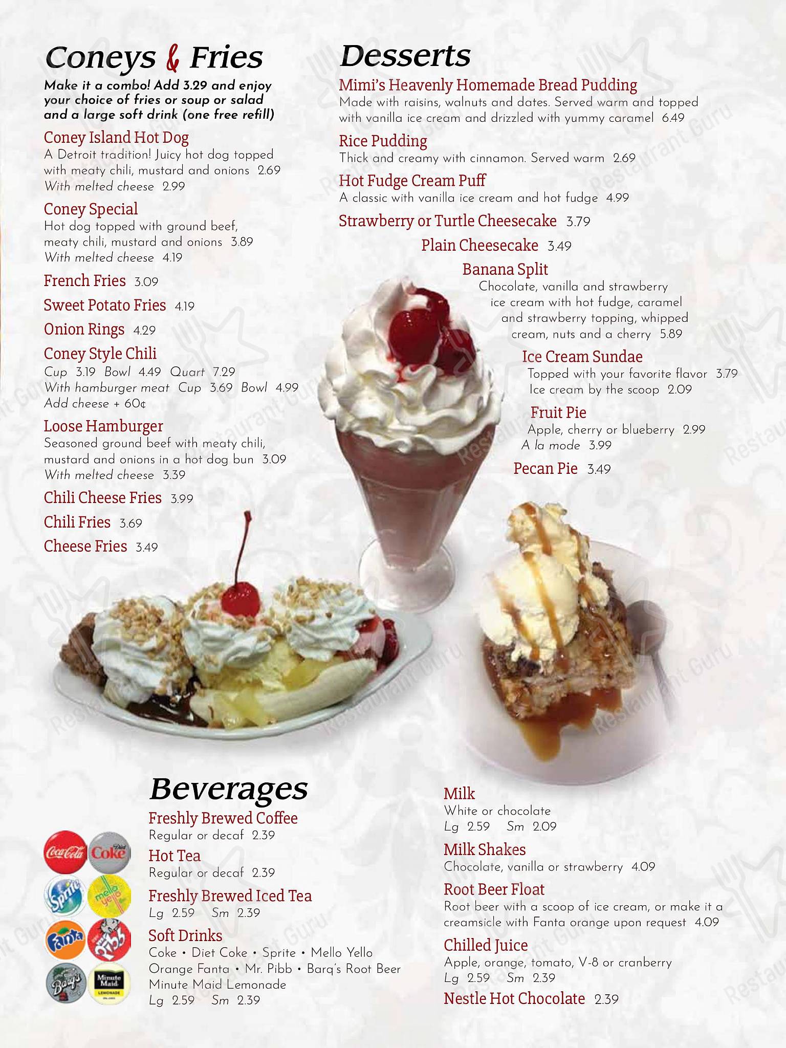 Menu at Mimi's Diner restaurant, Township of Hamburg