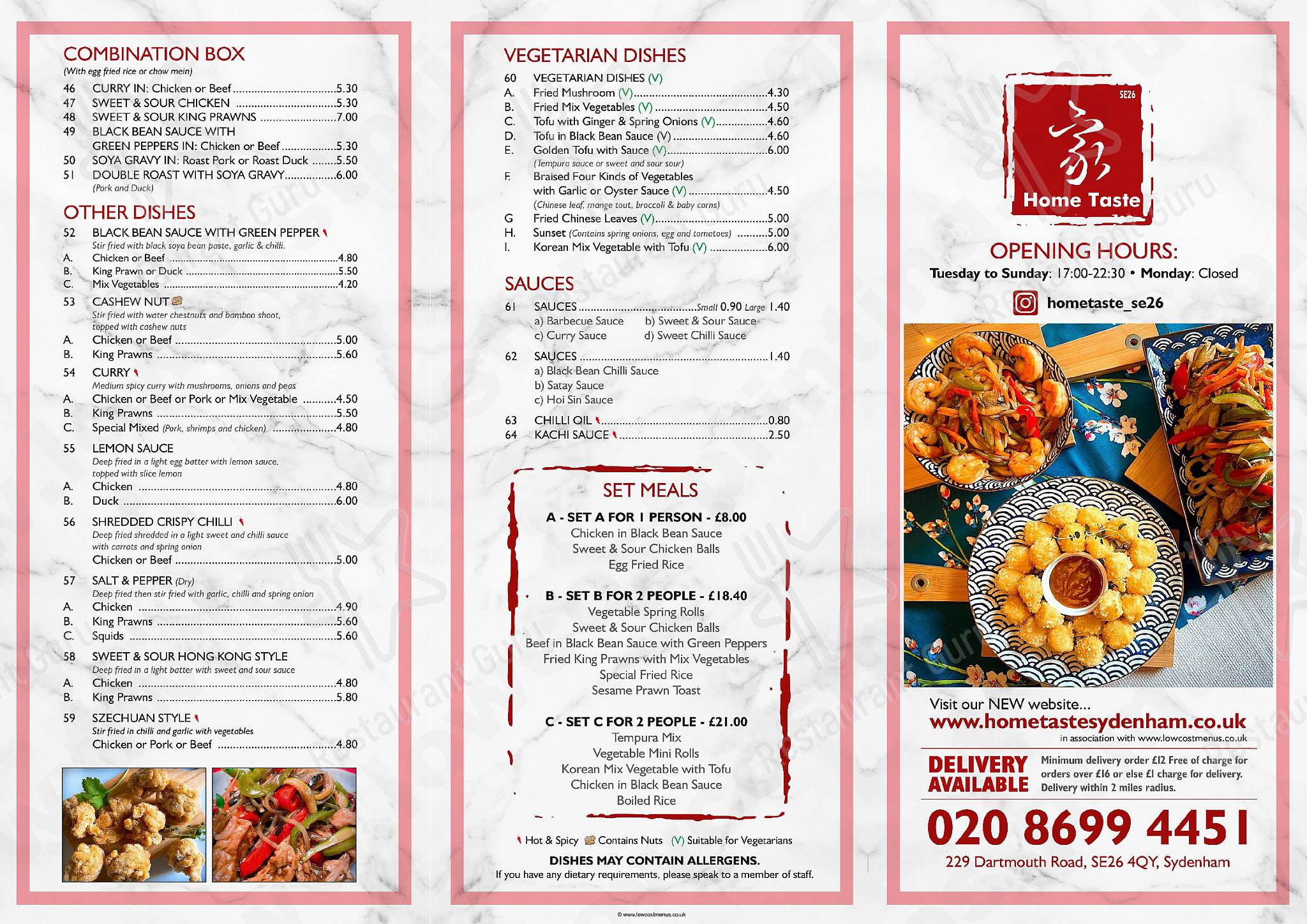 Menu at Michelle's Chinese Take Away restaurant, Port Elizabeth