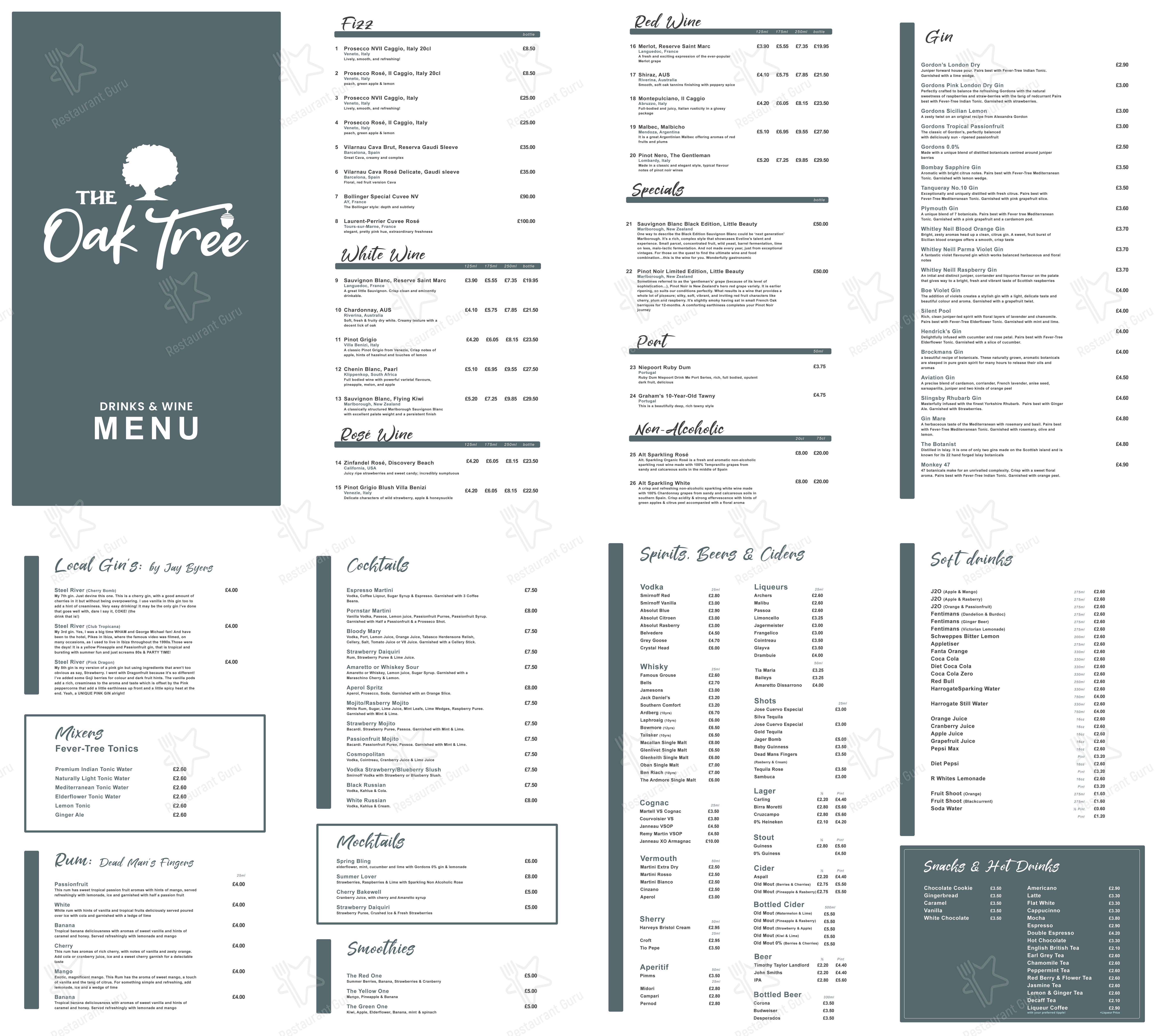 Menu at The Oak Tree Inn - Meze & Grill pub & bar, Middleton Saint ...