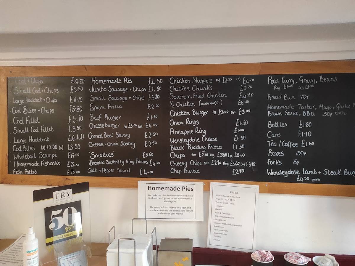 Menu at Middleton in Teesdale Fish & Chip Shop restaurant, Middleton-in ...