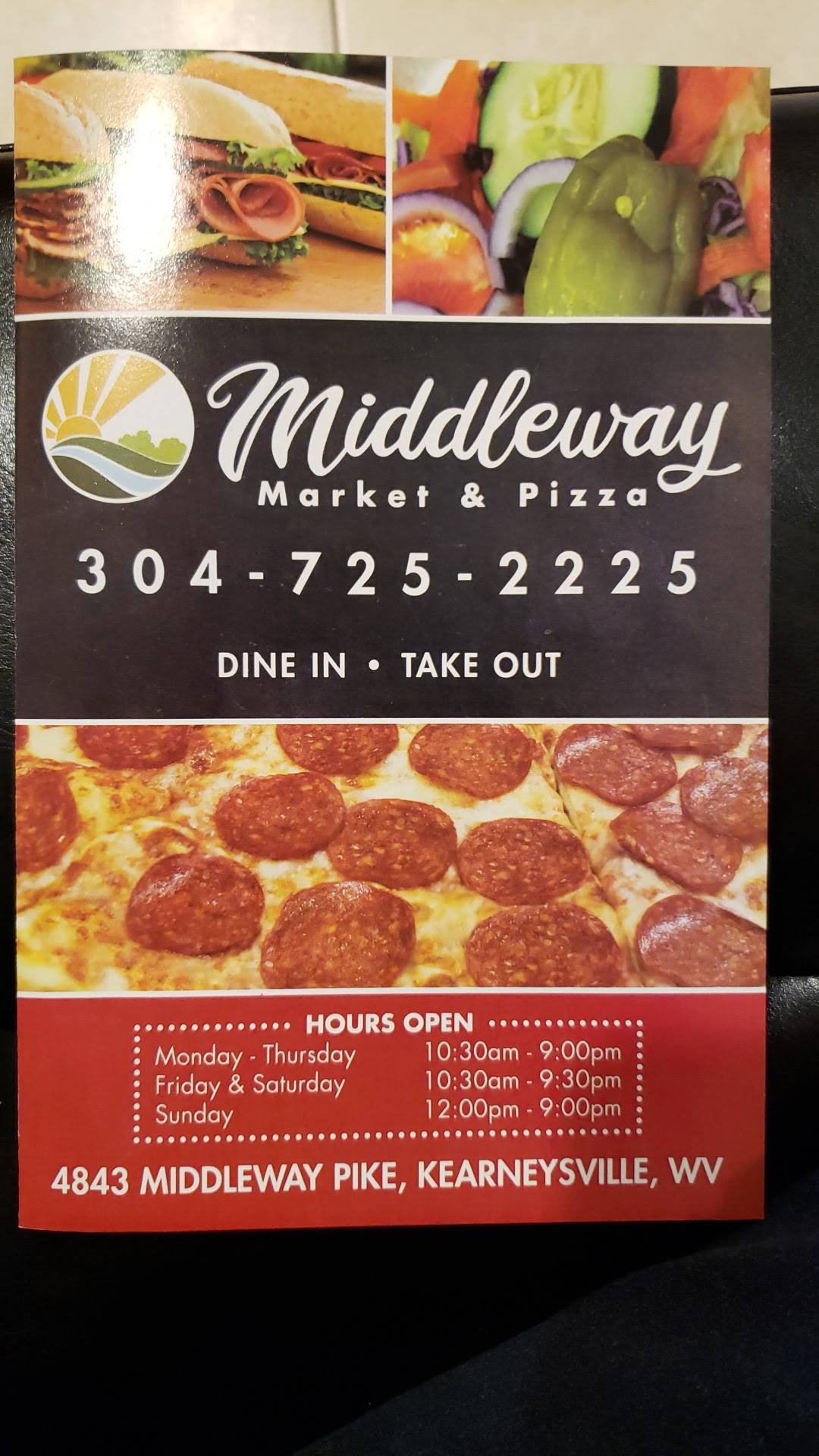 Menu at Middleway Market pizzeria, USA, Middleway Pike