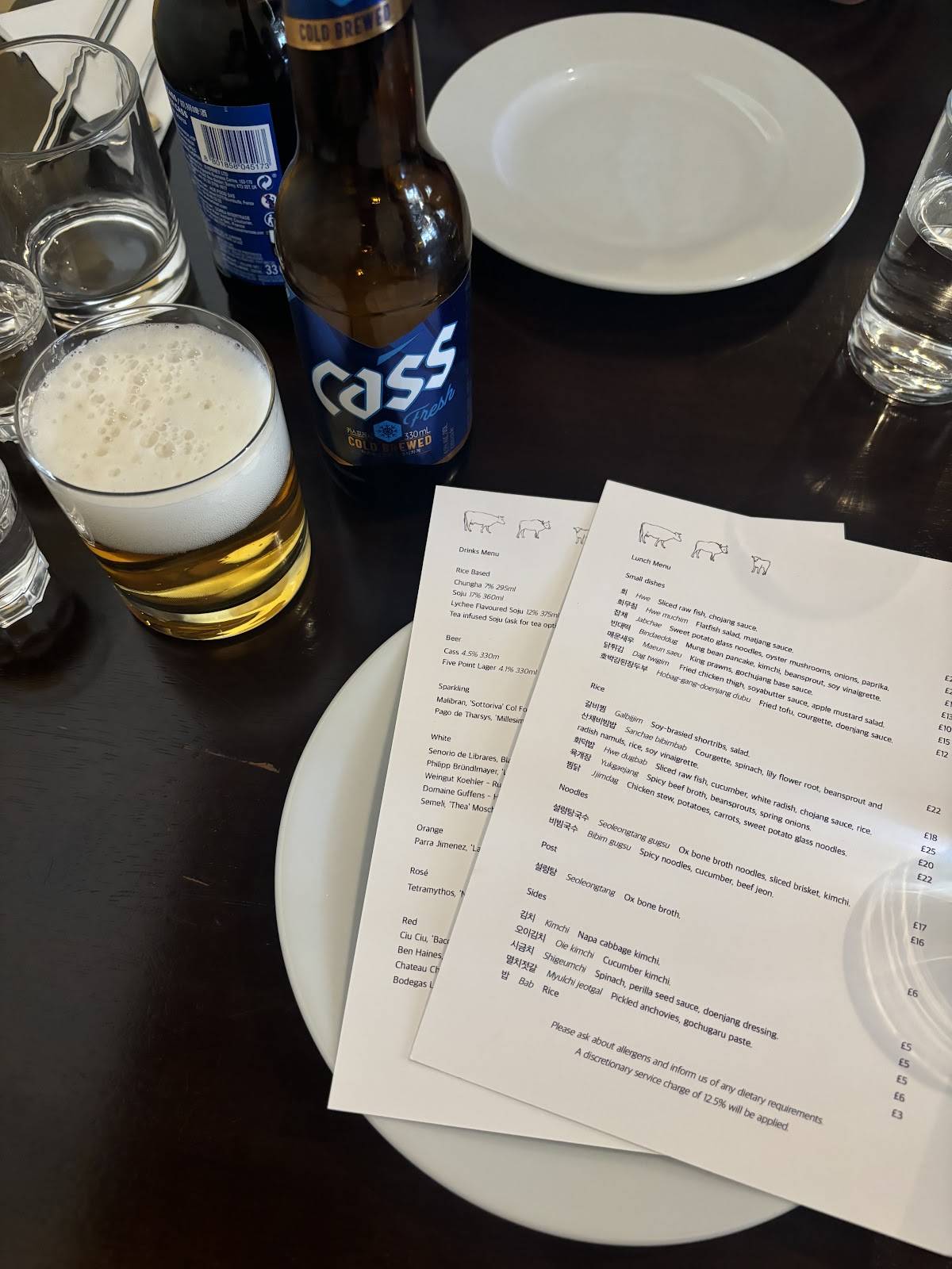 Menu at Miga restaurant, London