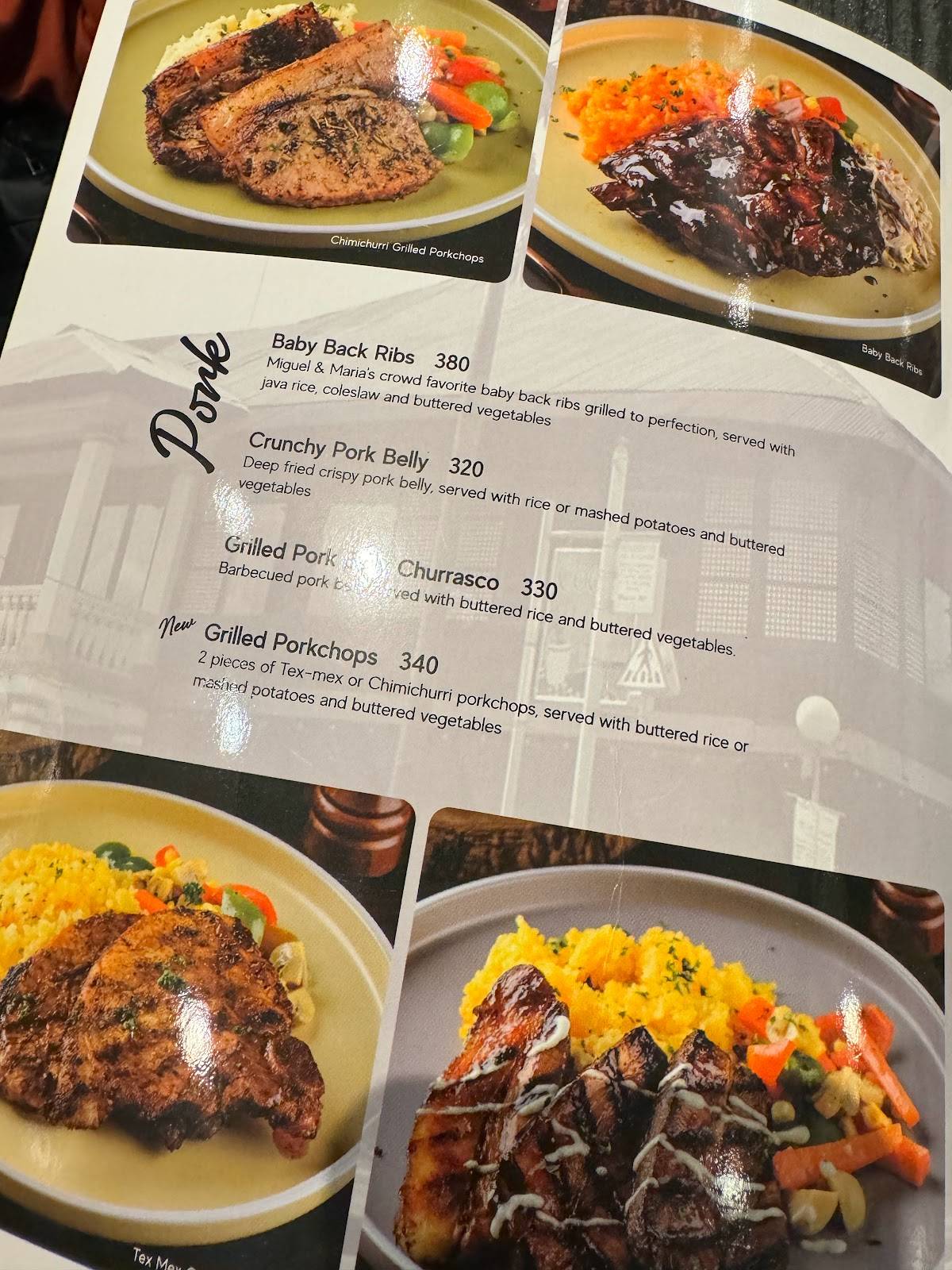 Menu at Miguel & Maria Restaurant, Marikina, 89 Lilac St