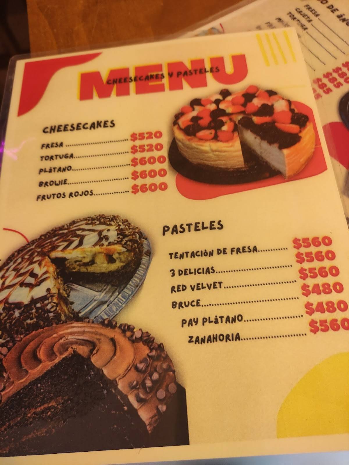 Carta de Mil sabores reposteria, Tampico