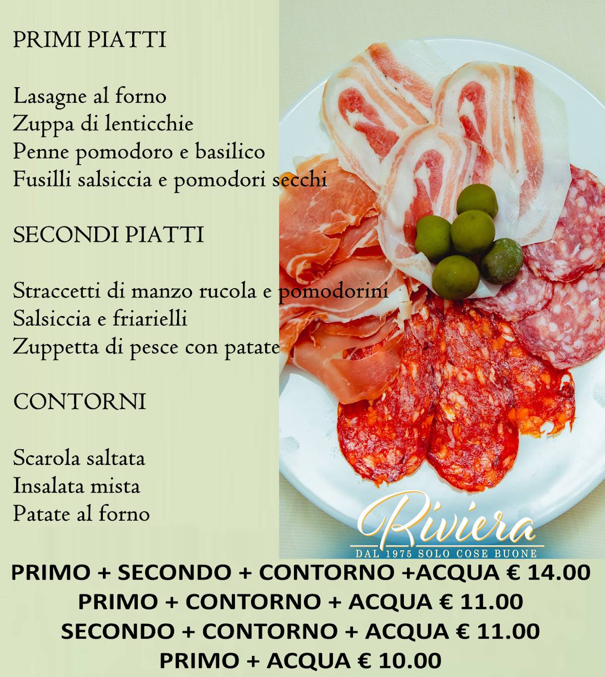 Menu da Ristorante Pizzeria Riviera, Milano, Piazza Serafino Belfanti