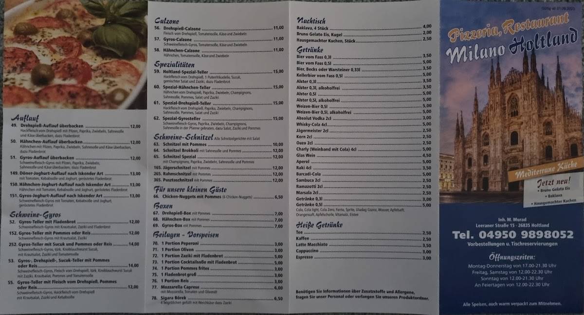 Speisekarte von Milano Restaurant, Holtland