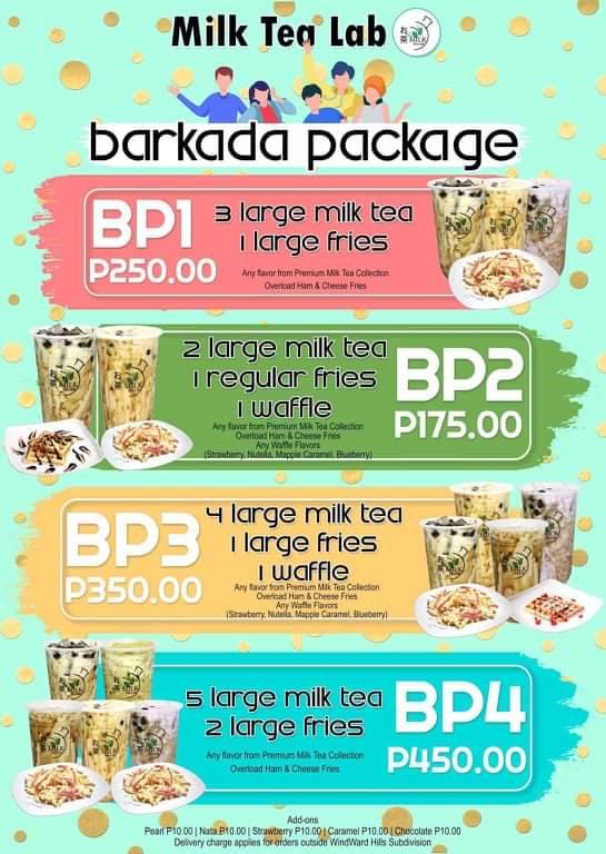 Menu at Milk tea lab cafe, Dasmariñas