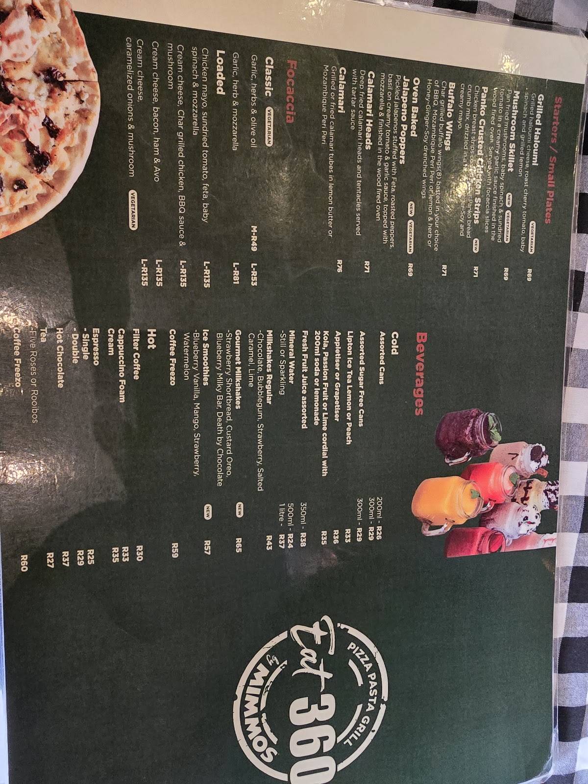 Menu at Mimmos Gateway restaurant, Umhlanga, G016