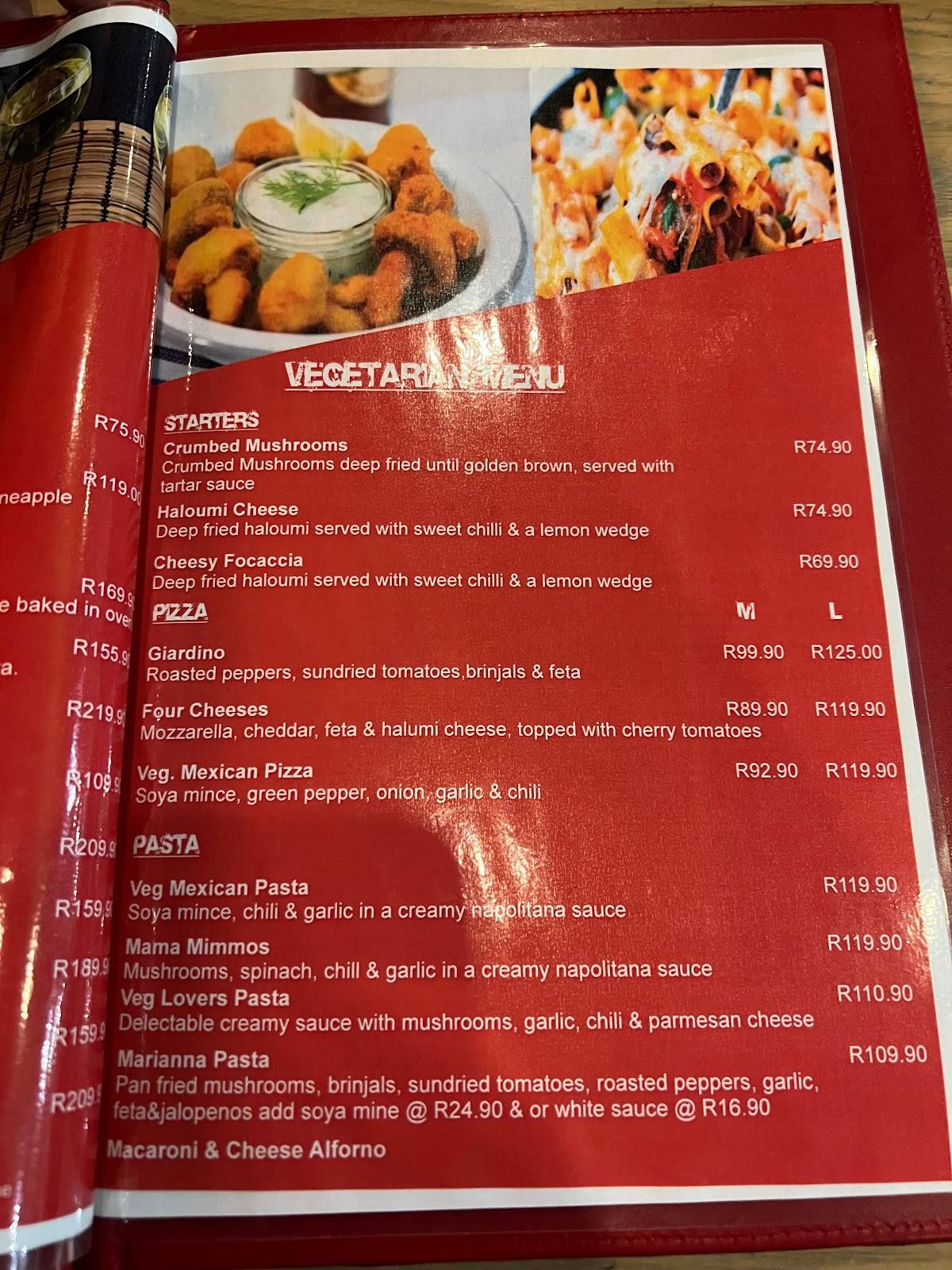 Menu at Mimmos Gateway restaurant, Umhlanga, G016