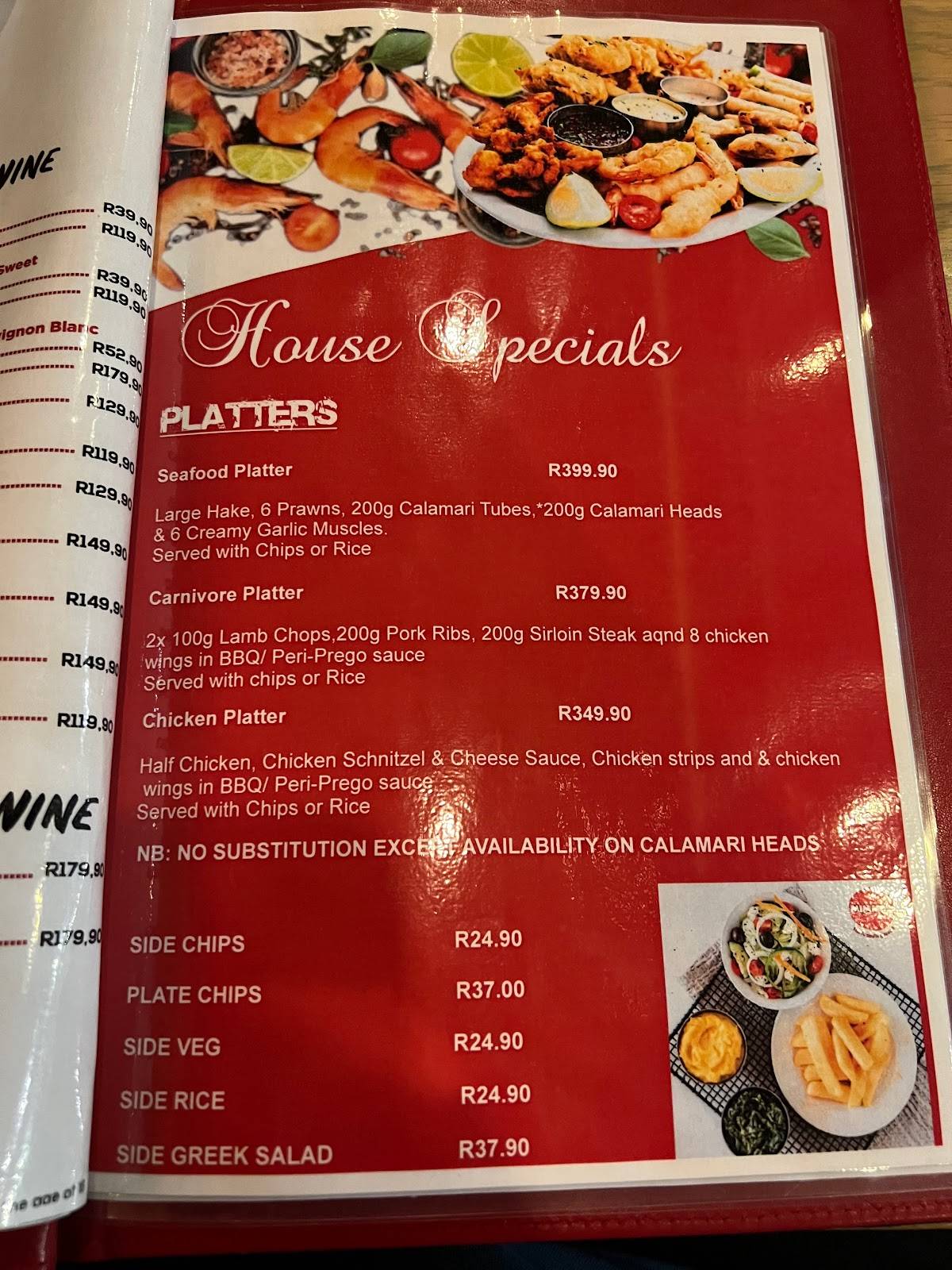 Menu at Mimmos Gateway restaurant, Umhlanga, G016