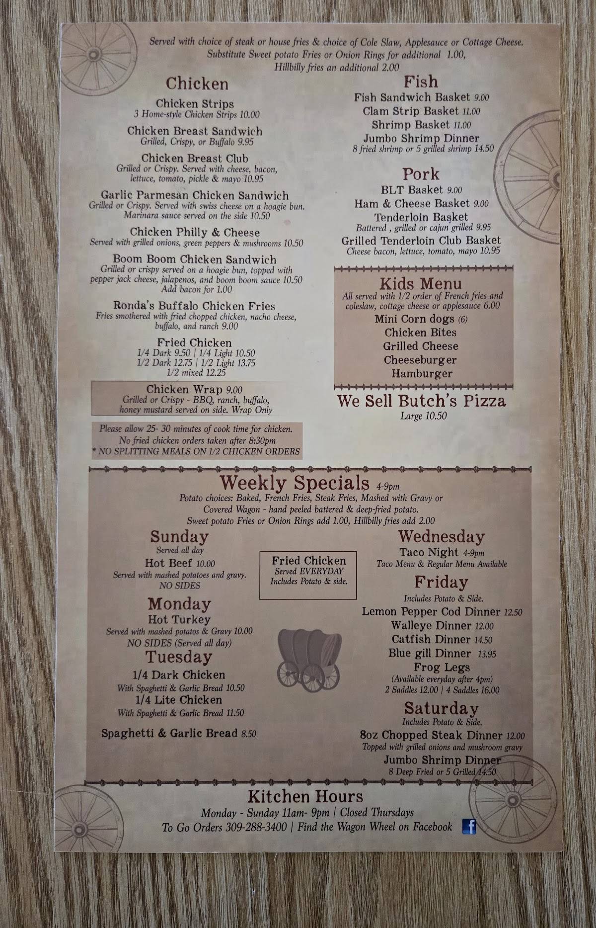 Menu at The Wagon Wheel Bar and Grill, Mineral