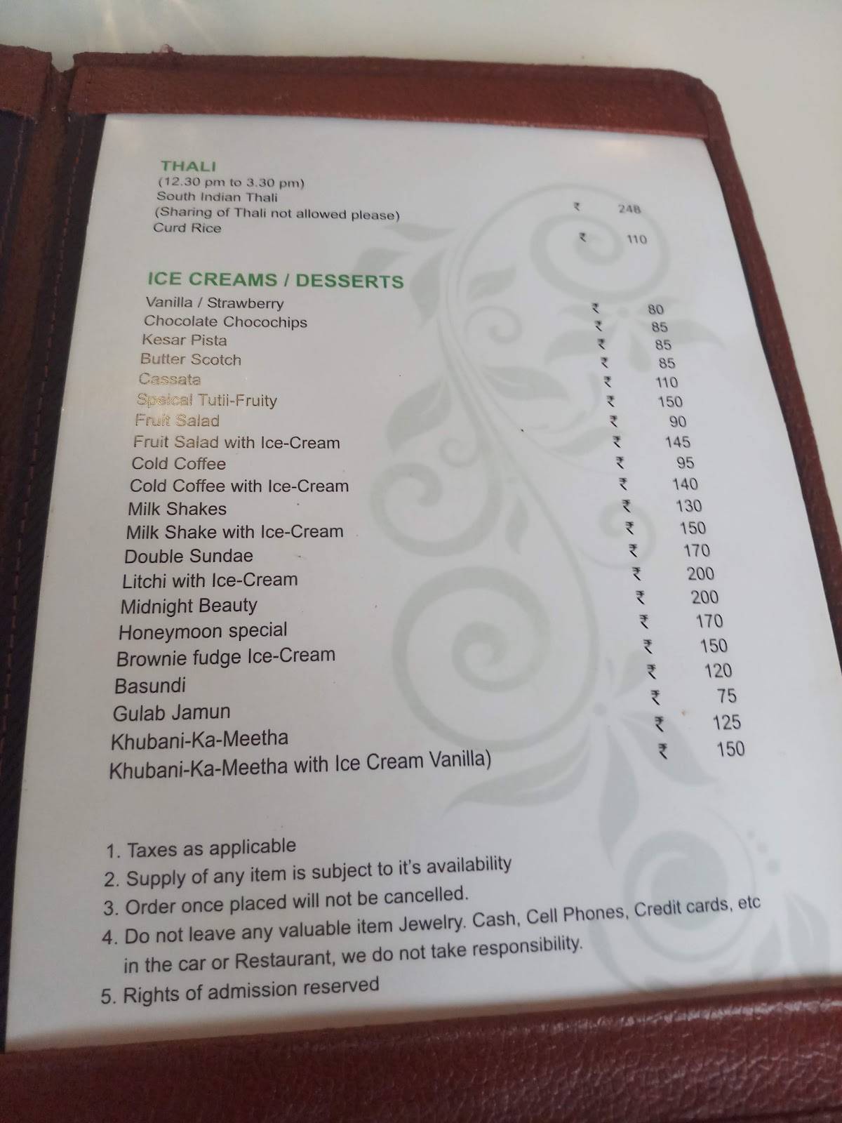 Menu at Minerva Grand Restaurant, Vijayawada, Hotel Minerva Grand