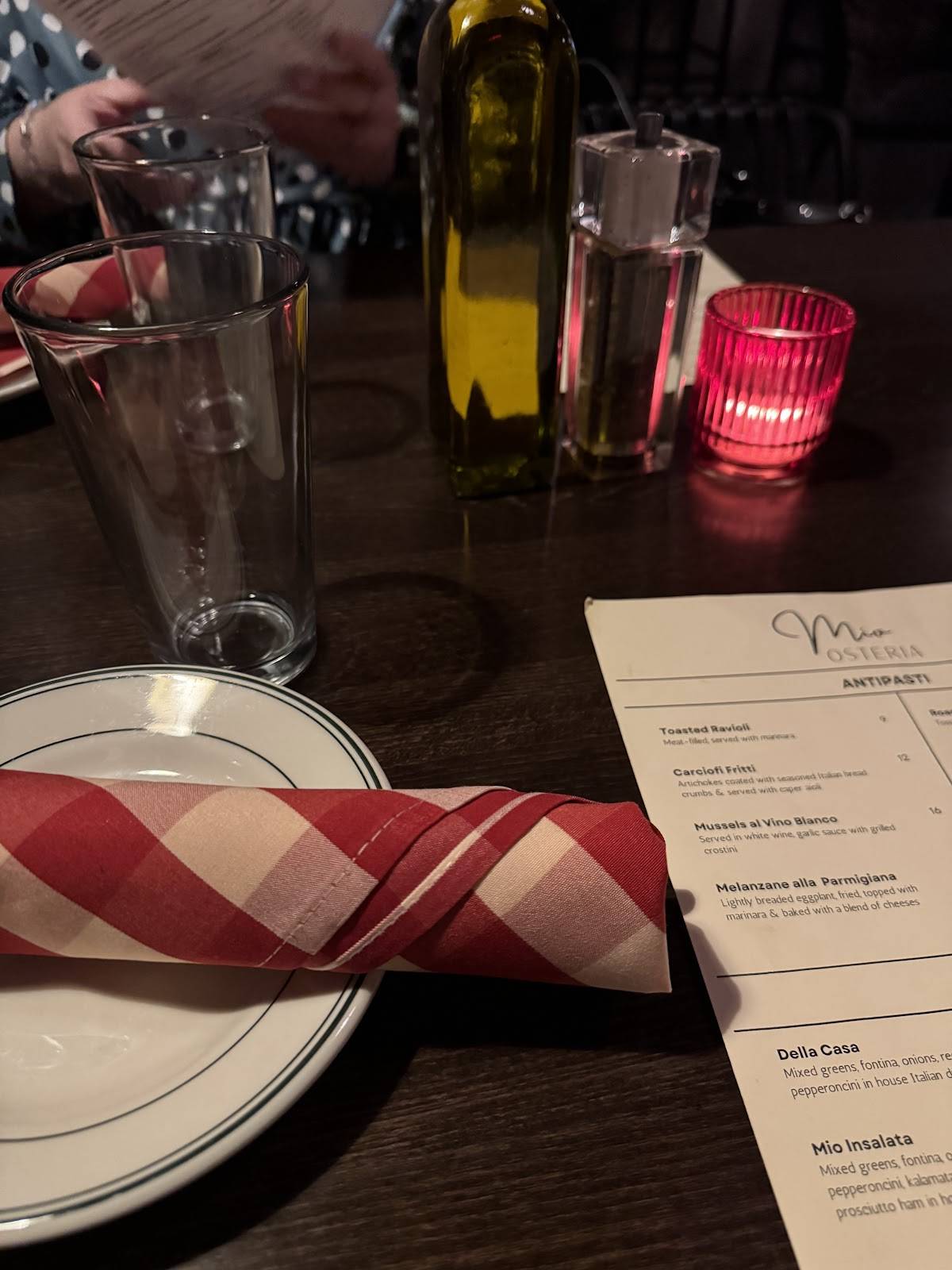 Menu at Mio Osteria restaurant, Edwardsville