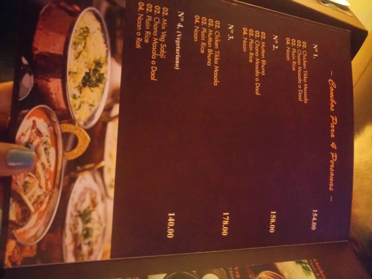 Carta del restaurante Mantra Indian Cuisine, Miraflores