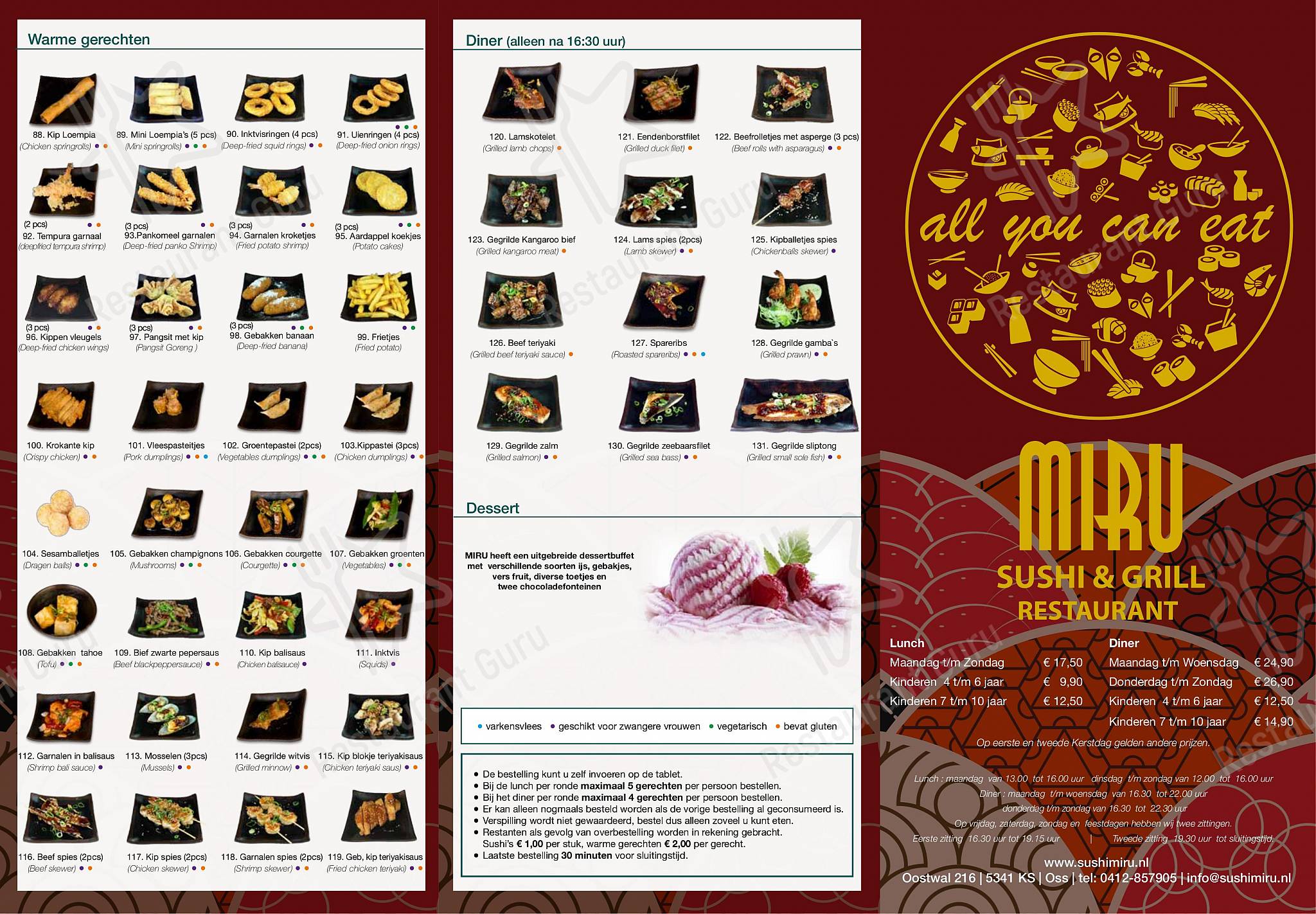 Menu at Miru Sushi & Grill, Oss