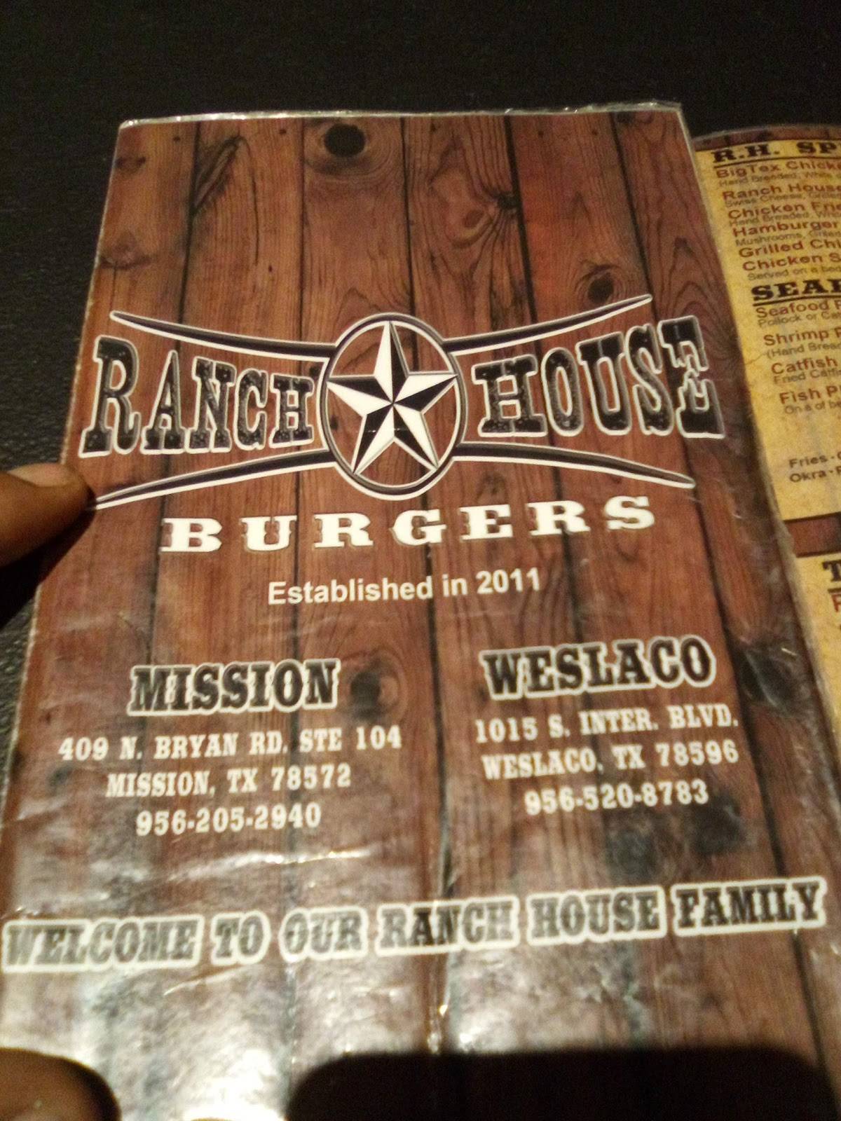 Menu at Ranch House Burgers Mission restaurant, Mission