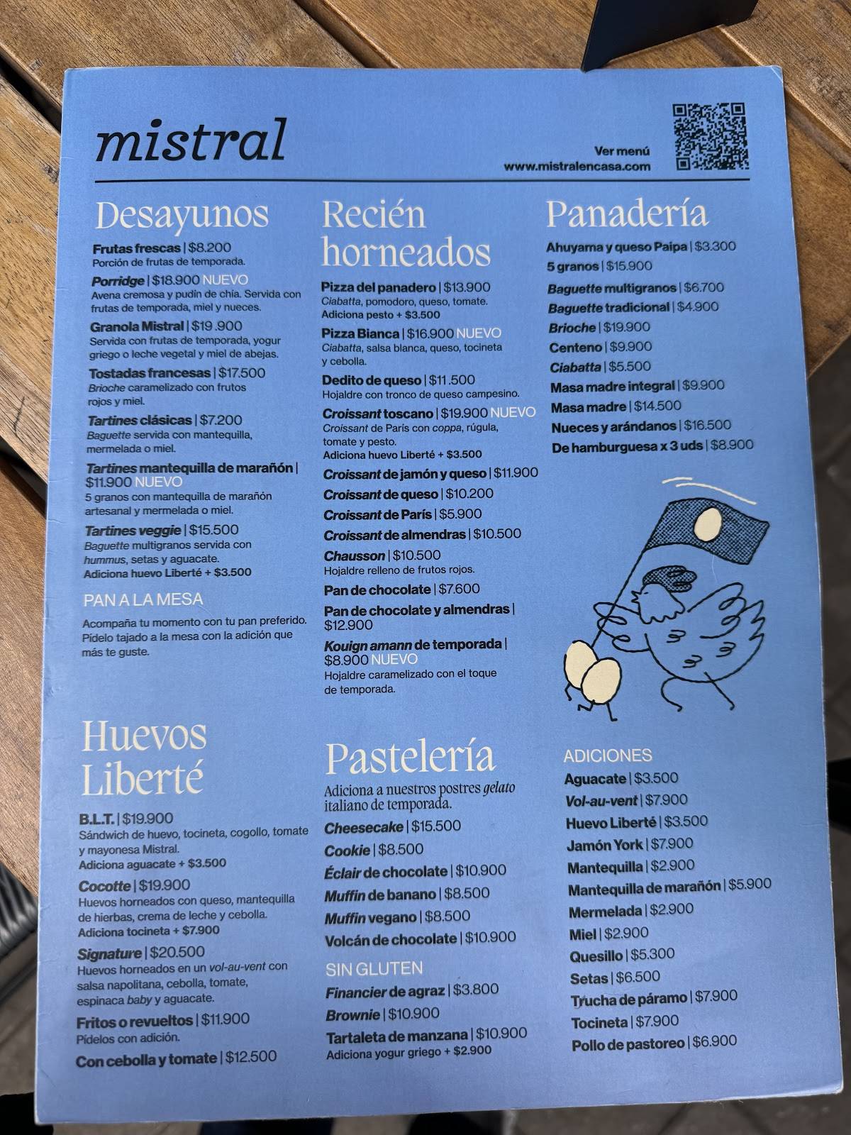 Carta del restaurante Mistral Nogal, Bogotá, Cra. 11 #79 - 35