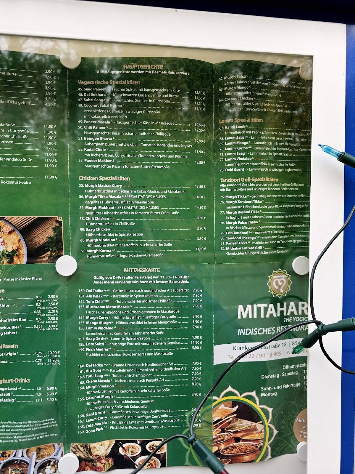 Speisekarte von Mitahara indisches Restaurant ( THE YOGIC DIET), Erding