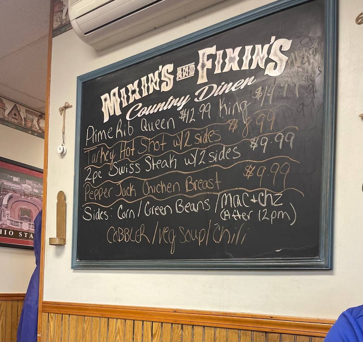Menu at Mixin’s N Fixin’s Country Diner restaurant, Mechanicsburg
