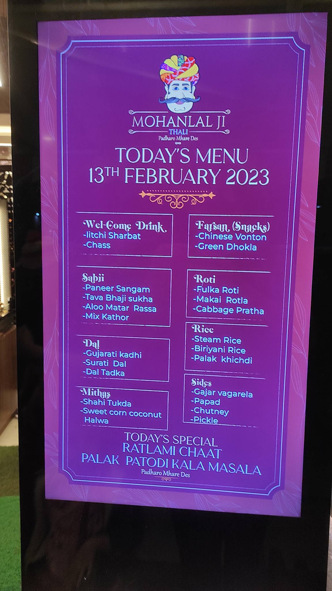 Menu at Mohanlal Ji Premium Veg Thali & Banquet, Nashik