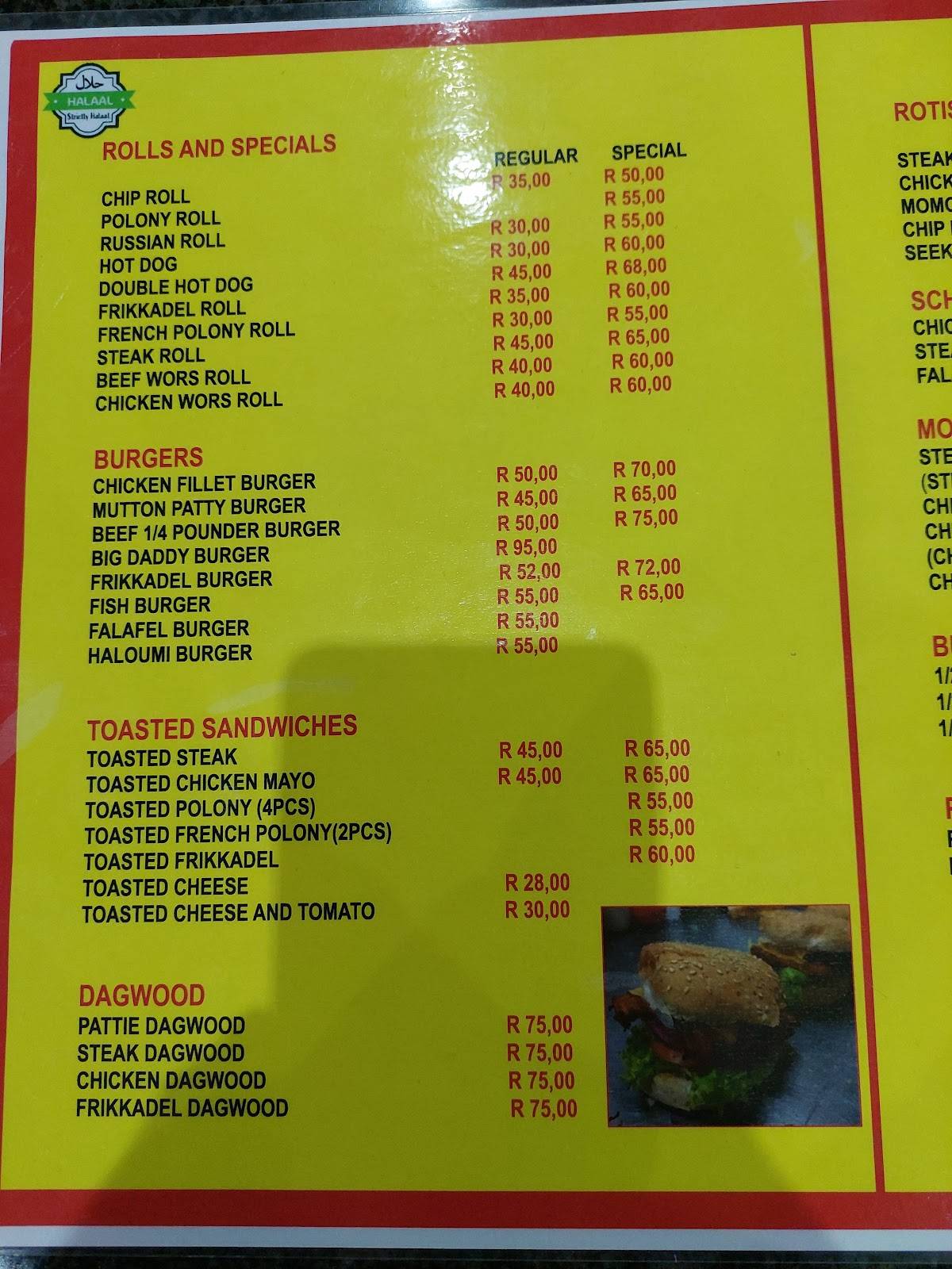 Menu at Momos Fast Foods & Takeaways, Johannesburg
