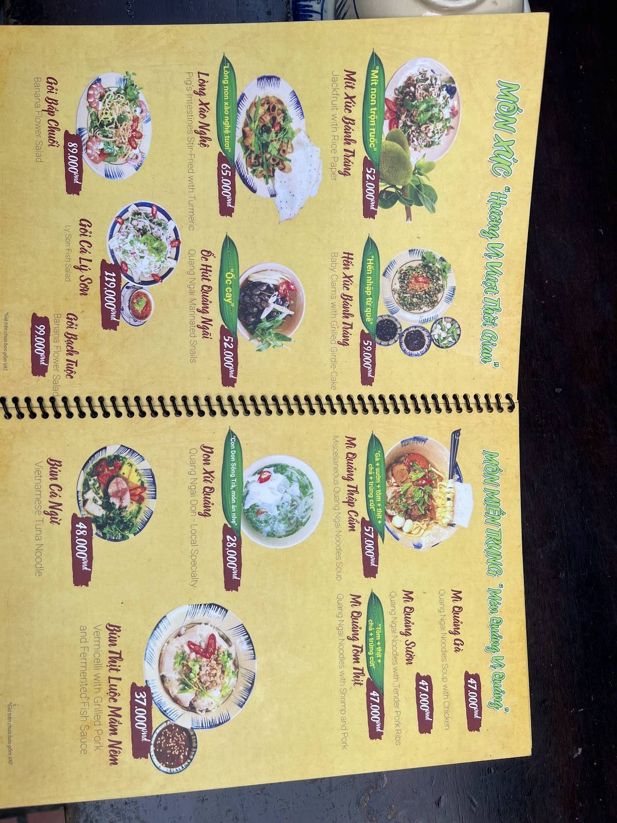 Menu at Món Ngon Quảng Ngãi 1 restaurant, Ho Chi Minh City, 15 Thống Nhất