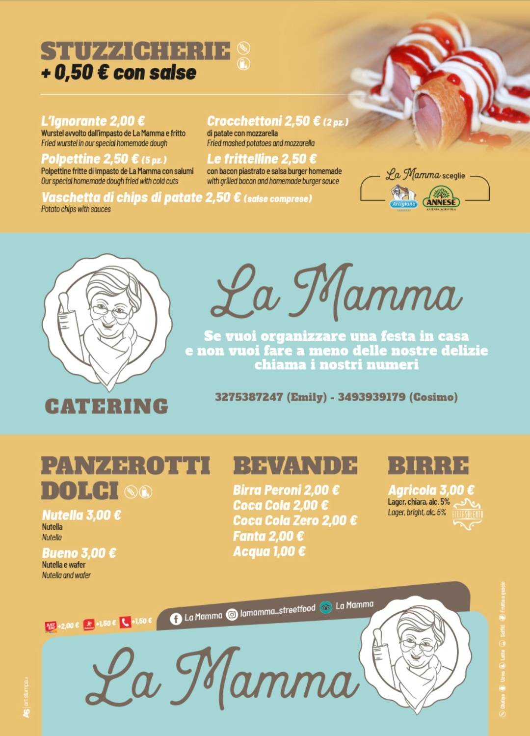 Carta de La Mamma Street Food, Monopoli