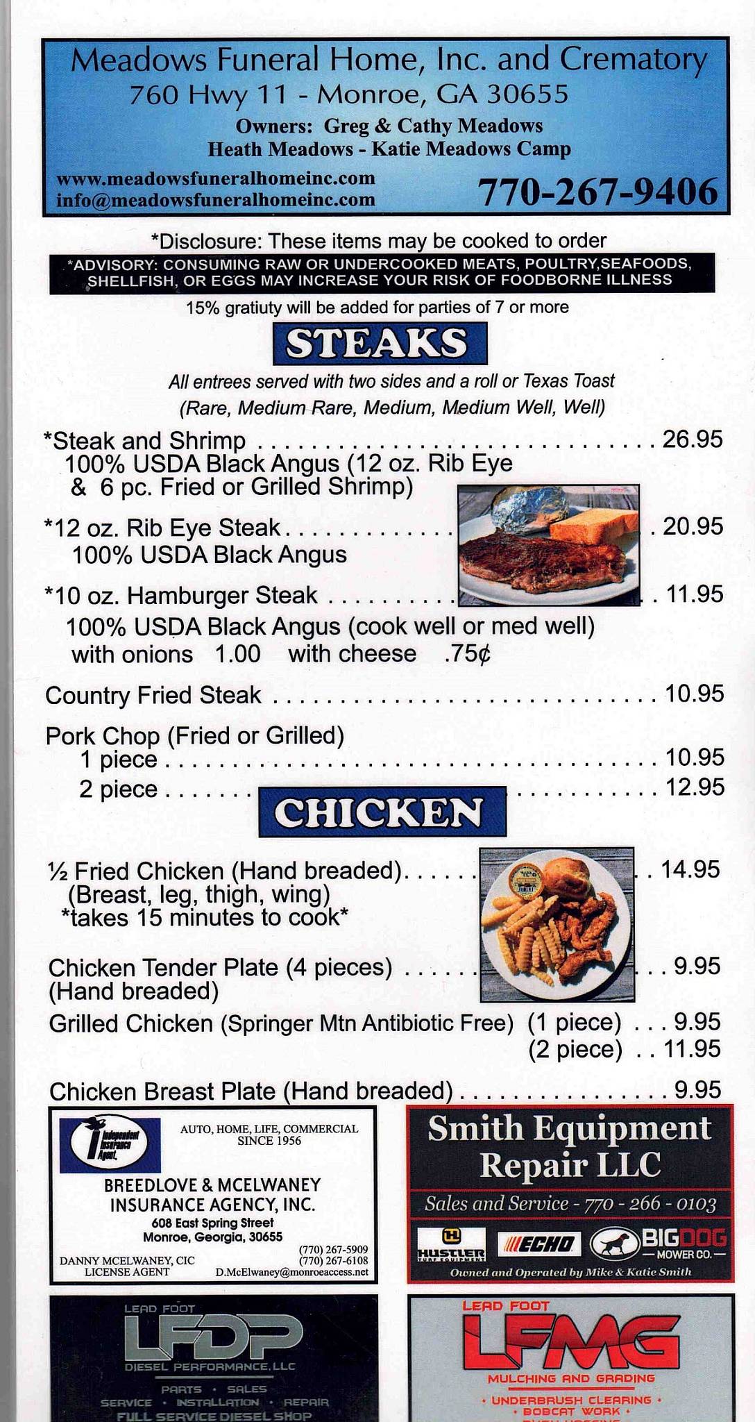 Menu at Campton Restaurant, Monroe, State Hwy 11