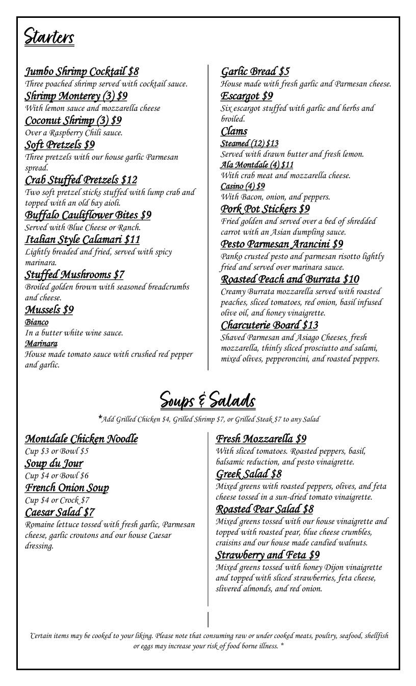 Menu at Montdale Country Club (Non-Private), USA