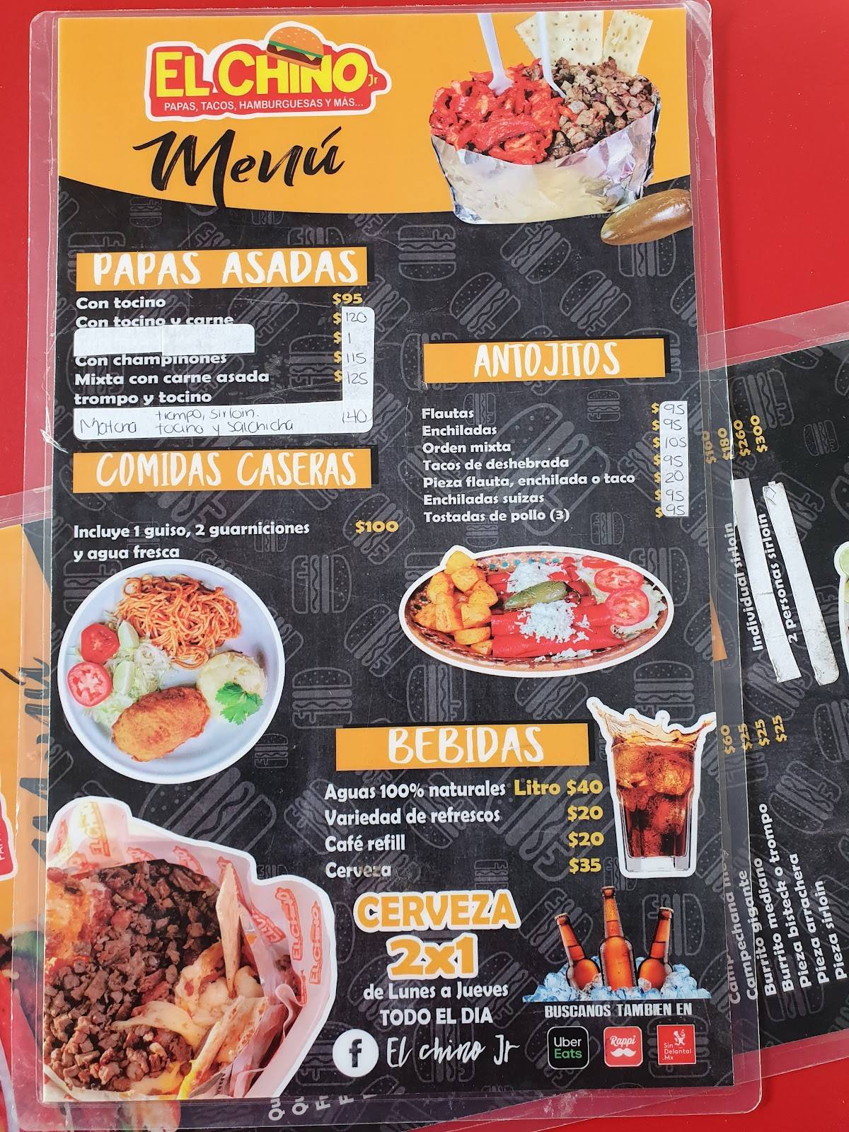 Carta del restaurante El Chino Jr, Monterrey, Bahía del Coronado 3604