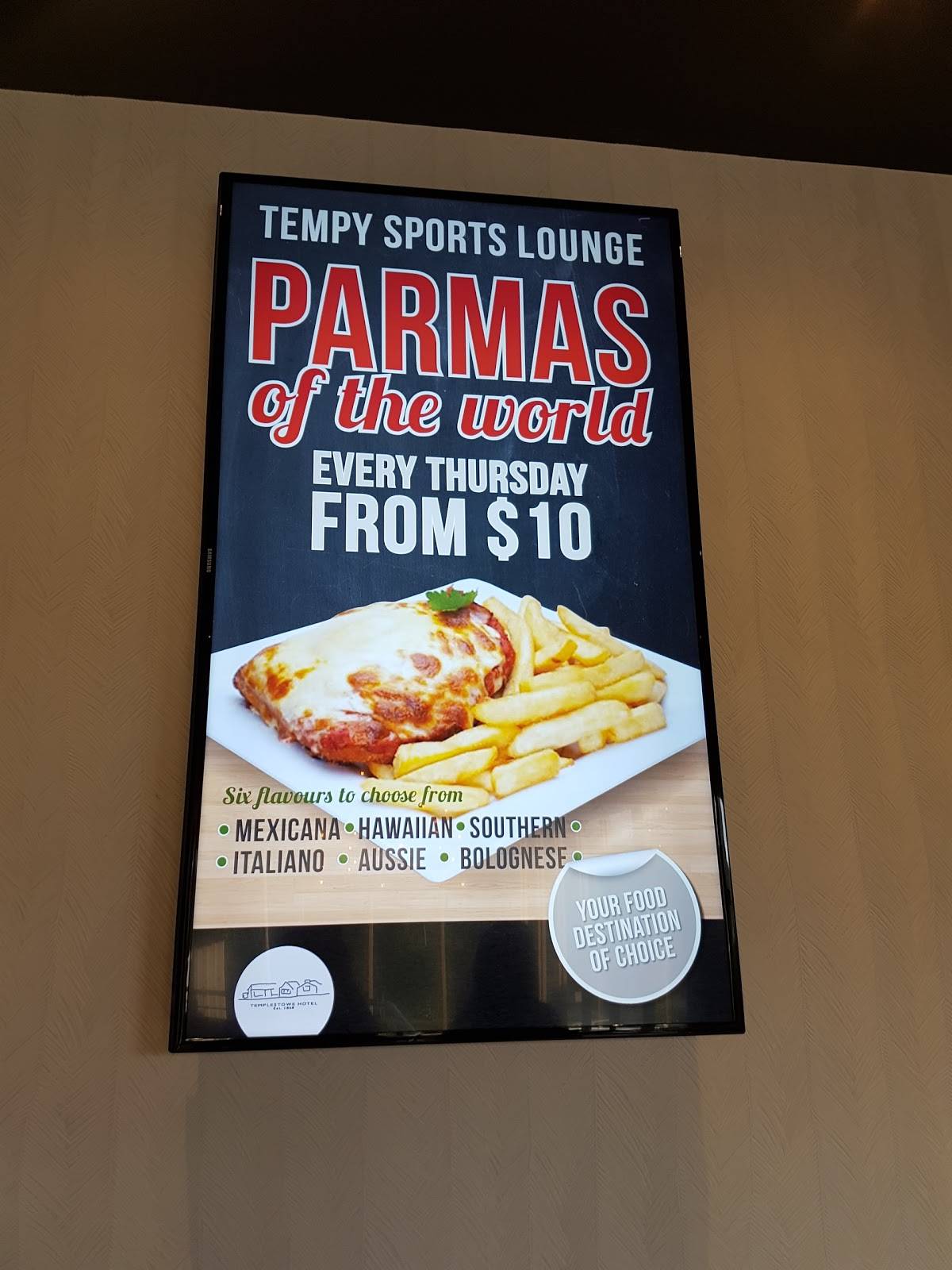 Menu at Templestowe Hotel restaurant, Templestowe Lower