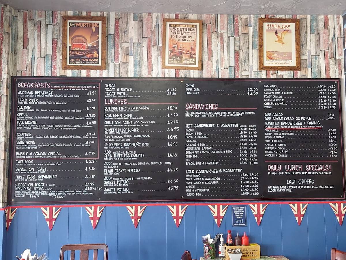 Menu at Monty's Cafe, Worthing