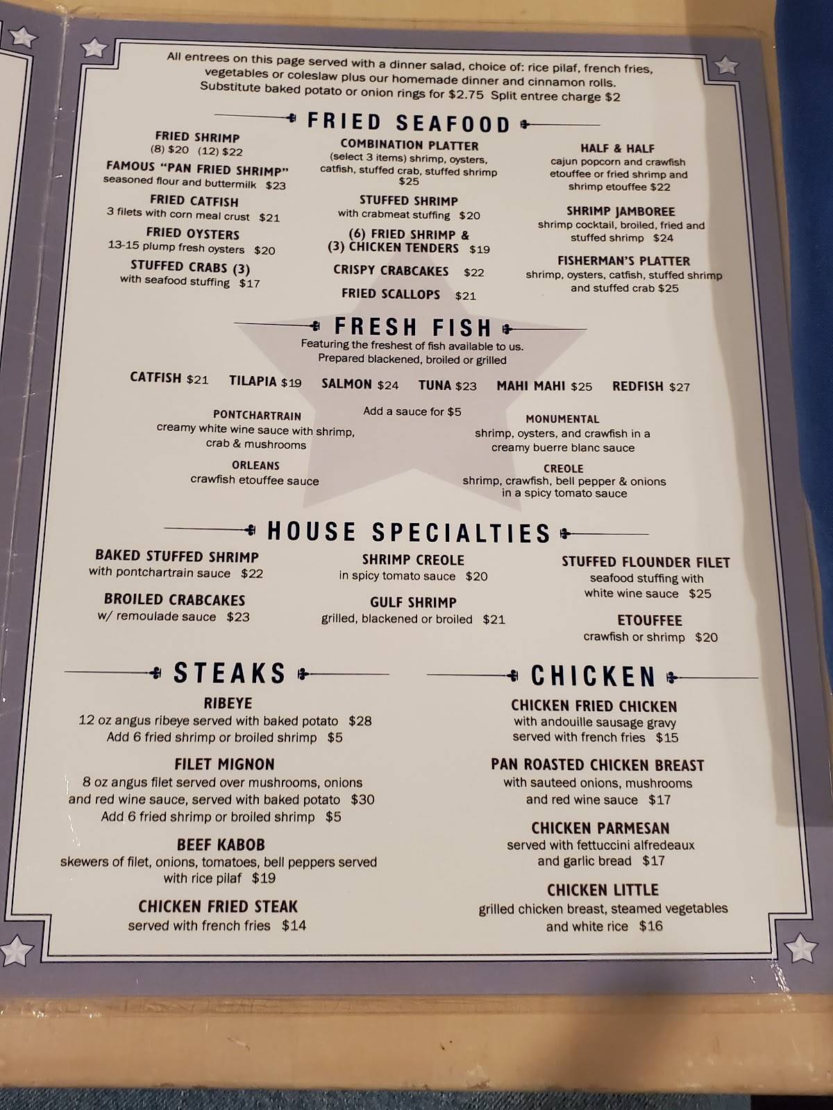 Menu at Monument Inn restaurant, La Porte, Independence Pkwy