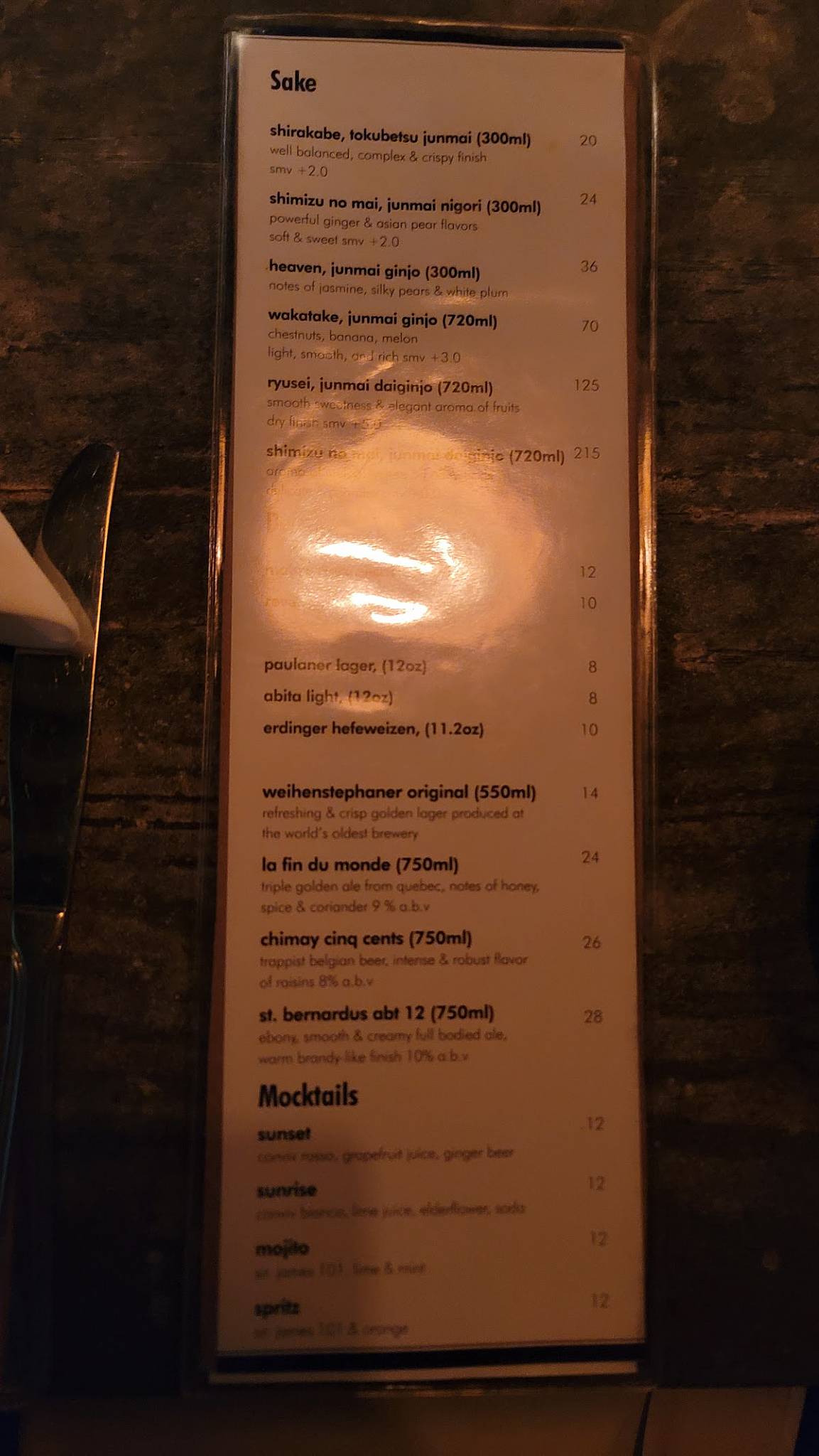 Menu at Moonshadows Malibu restaurant, Malibu