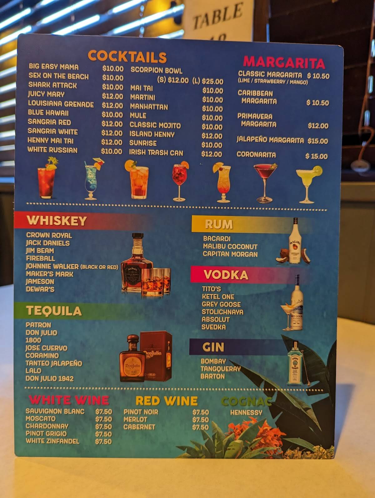 Menu at Alaska Crab pub & bar, Moreno Valley