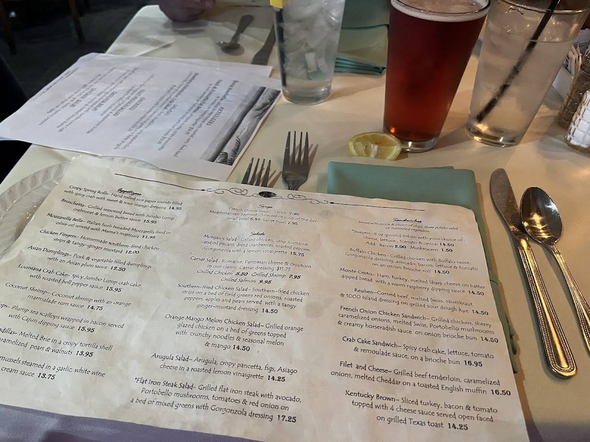Menu at Morgan's restaurant, Allentown