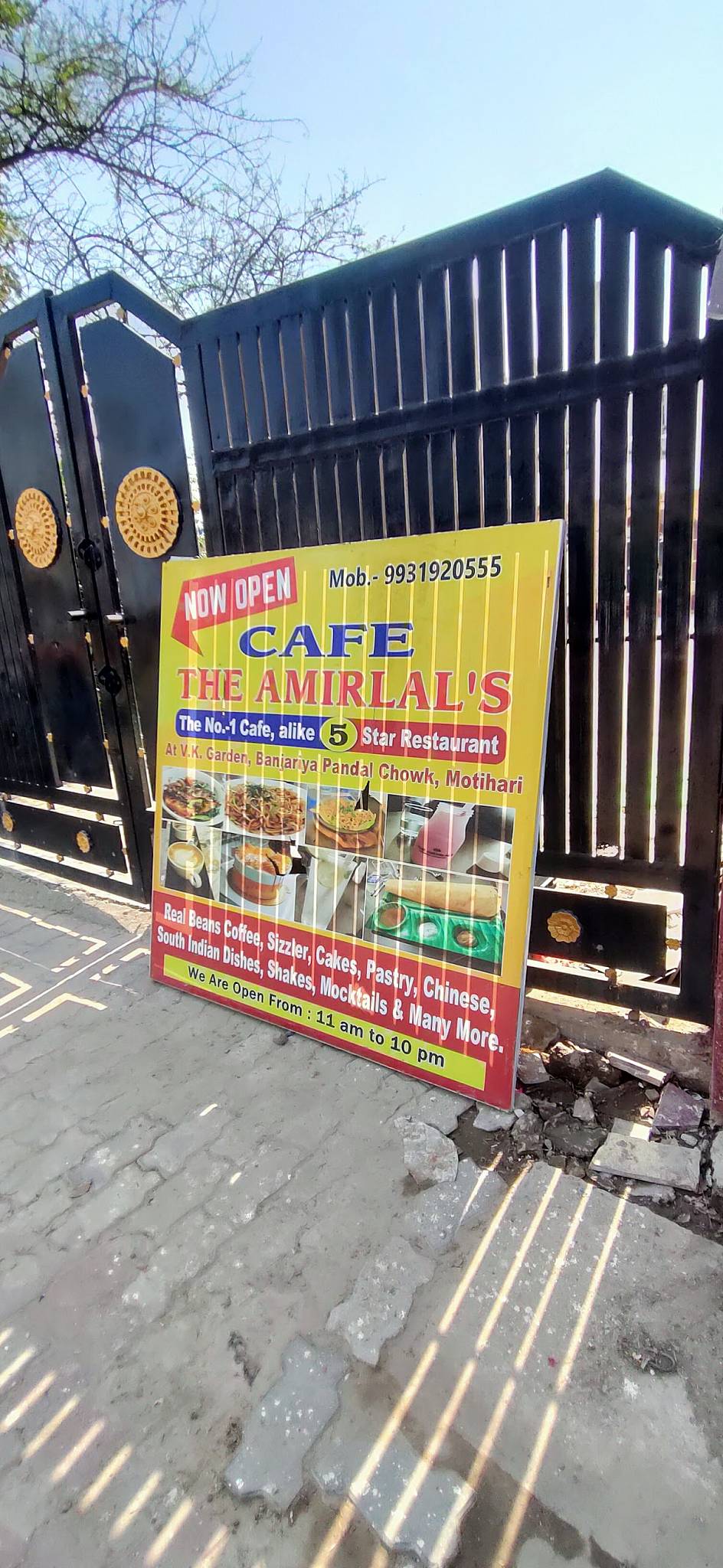 Menu at The Amirlal's, Motihari