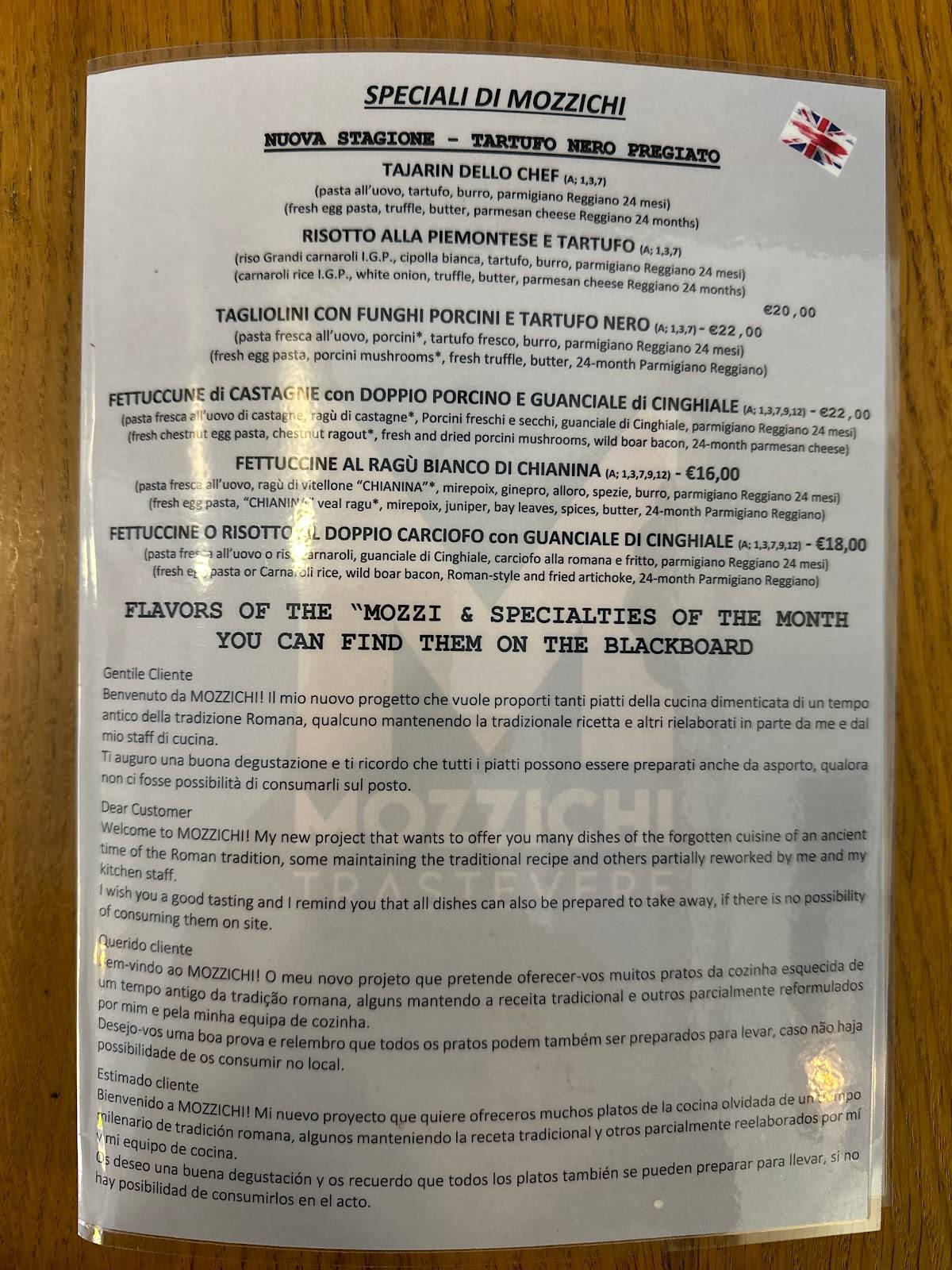Menu at Pasta&go restaurant, Rome
