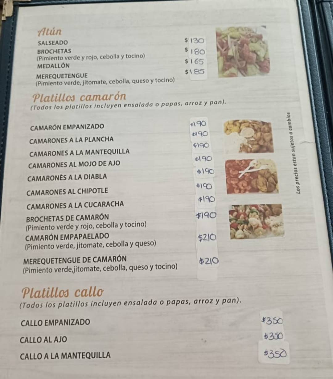 Carta del restaurante Mr Camarón Obelisco, San Blas