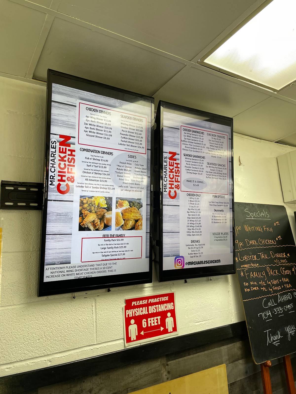Menu at Mr. Charles Chicken & Fish restaurant, Charlotte, Statesville Ave