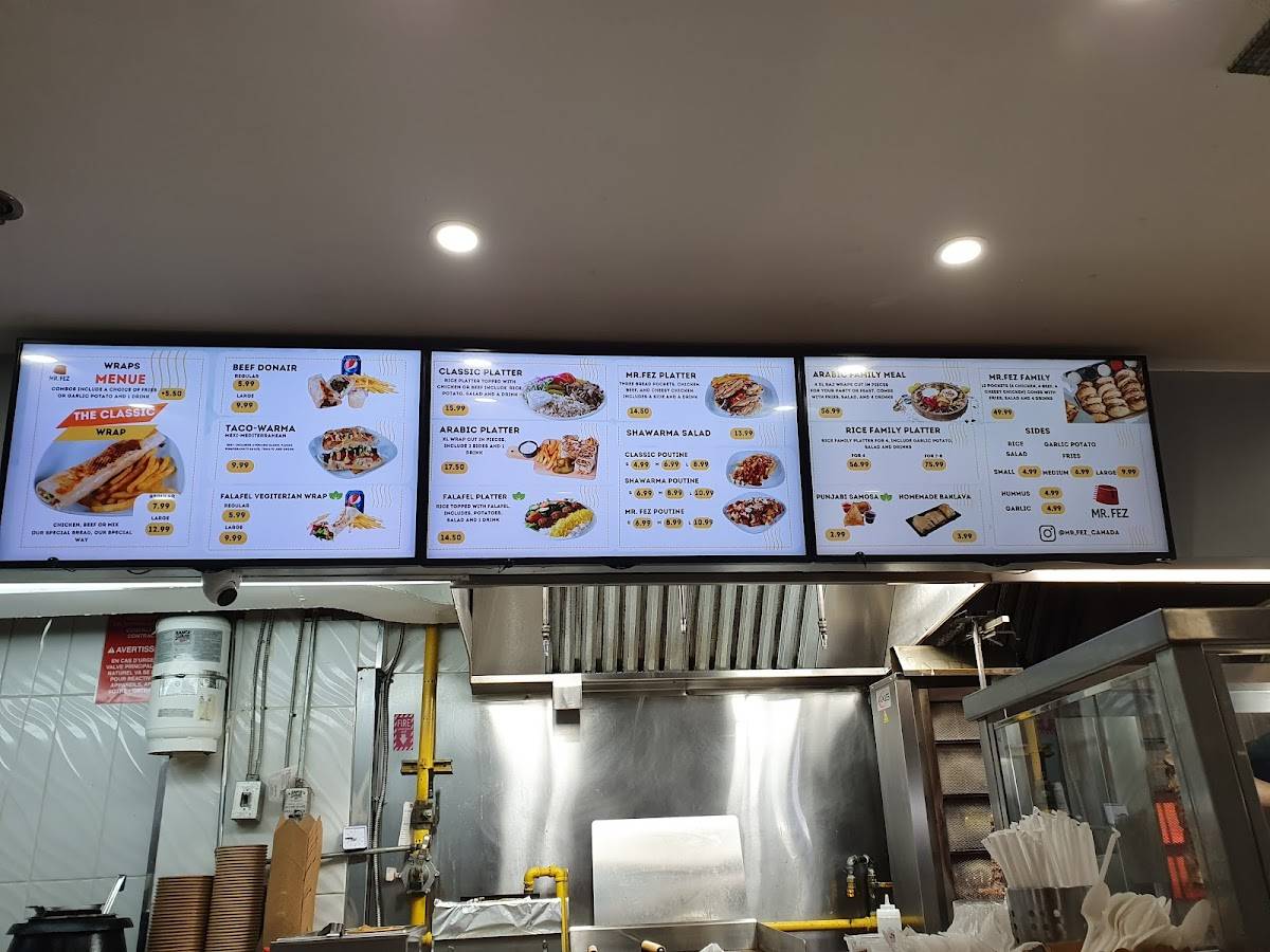 Carta del restaurante Mr. Fez Shawarma, Ottawa