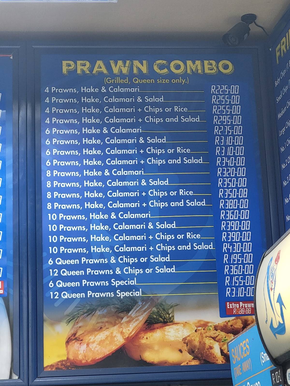 Menu at Mr Fish restaurant, Cape Town
