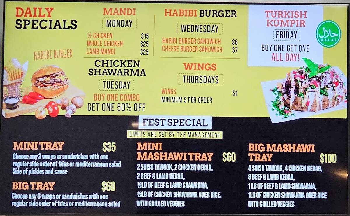 Menu at Mr. Shawarma El Cajon restaurant, El Cajon