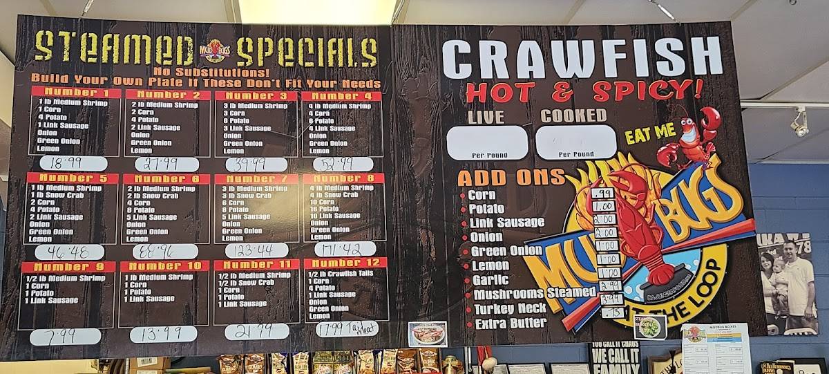 Menu at Mudbugs restaurant, Mobile, Government St