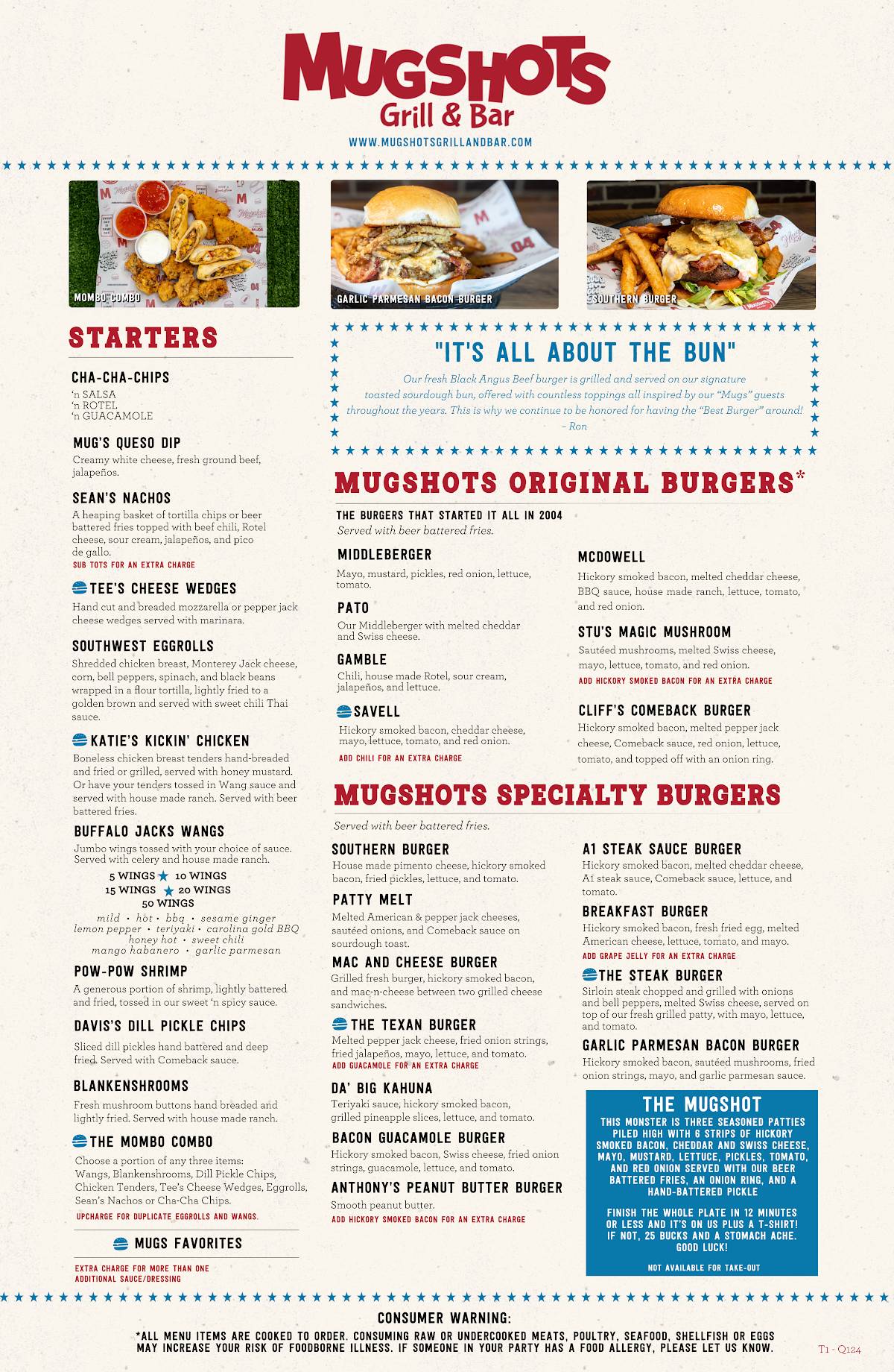Menu at Mugshots Grill and Bar - Biloxi. MS, Biloxi, 130 Main St